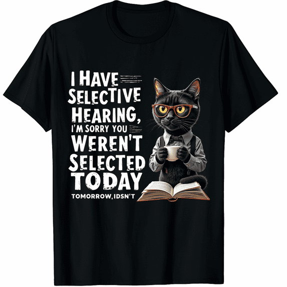 Funny I Have Selective Hearing You Werent Selected Cat Humor Graphic ...