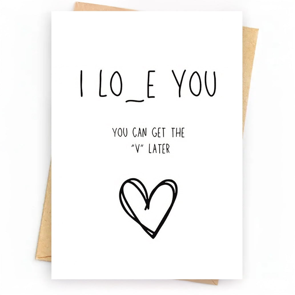 Funny I Love You Card – Unique “I LO_E YOU” Design with Heart – Blank ...