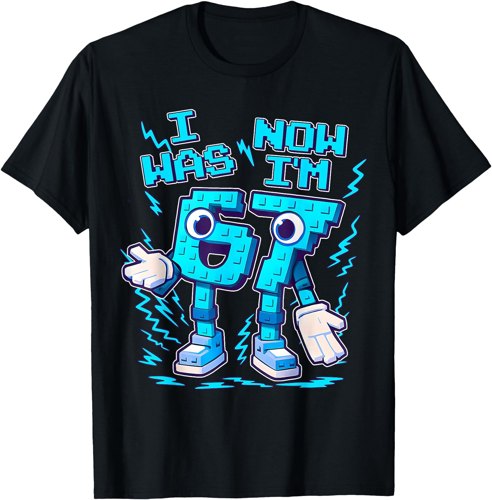 Funny 'I Was 6 Now I'm 7' Birthday Brainrot Pixel Block Numbers Graphic ...