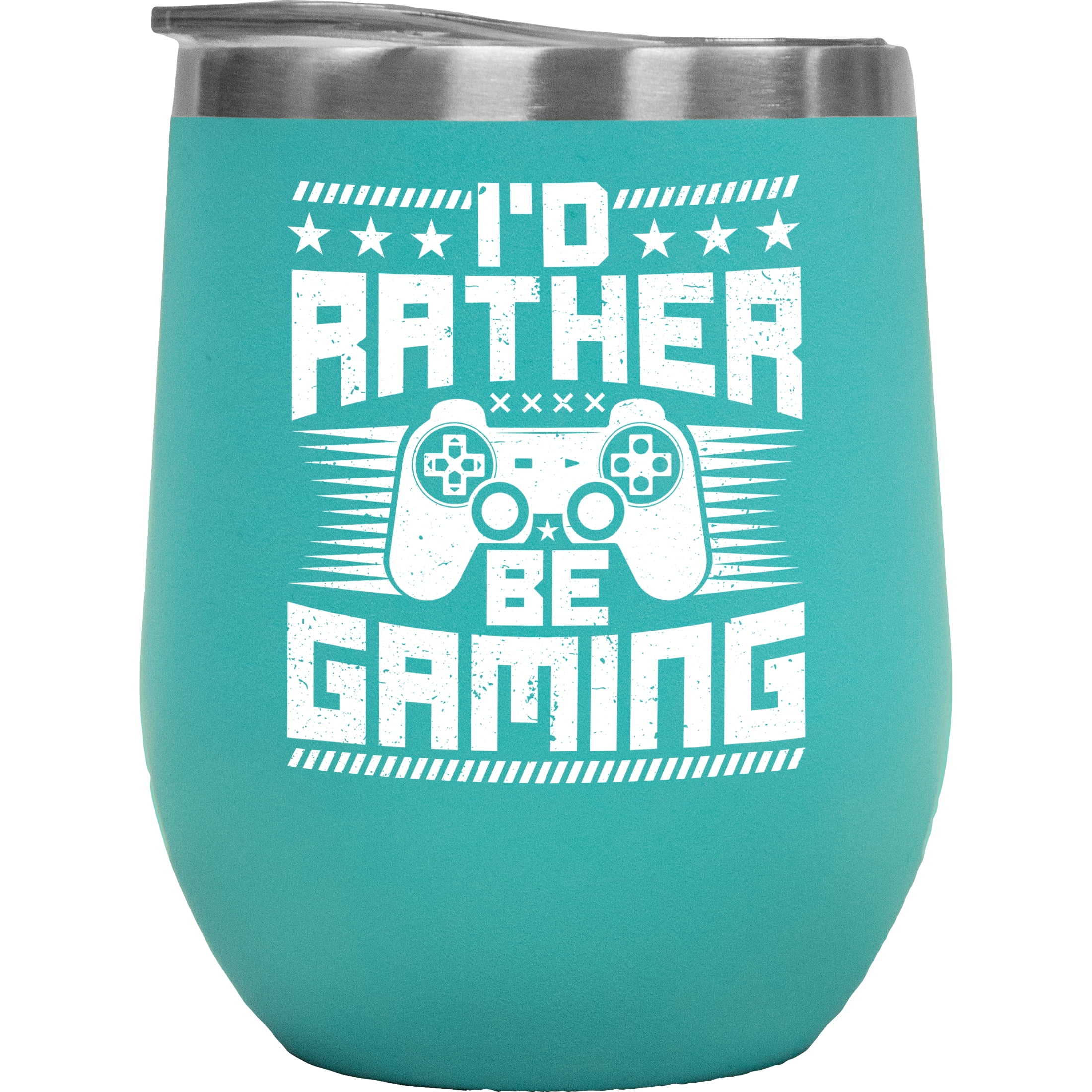 Funny I'd Rather Be Gaming with Game Controller, Gamer, Mint 12oz Wine ...