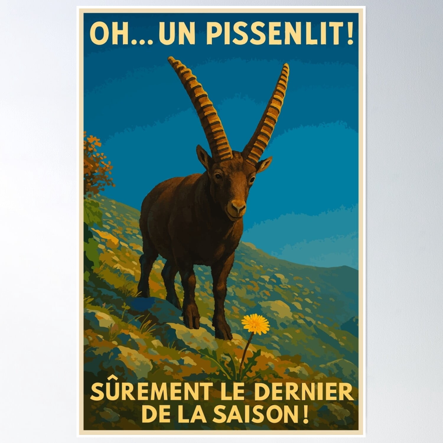 Funny Ibex - Humorous Mountain Poster Wall Art, Modern Wall Decor, 8x12 ...