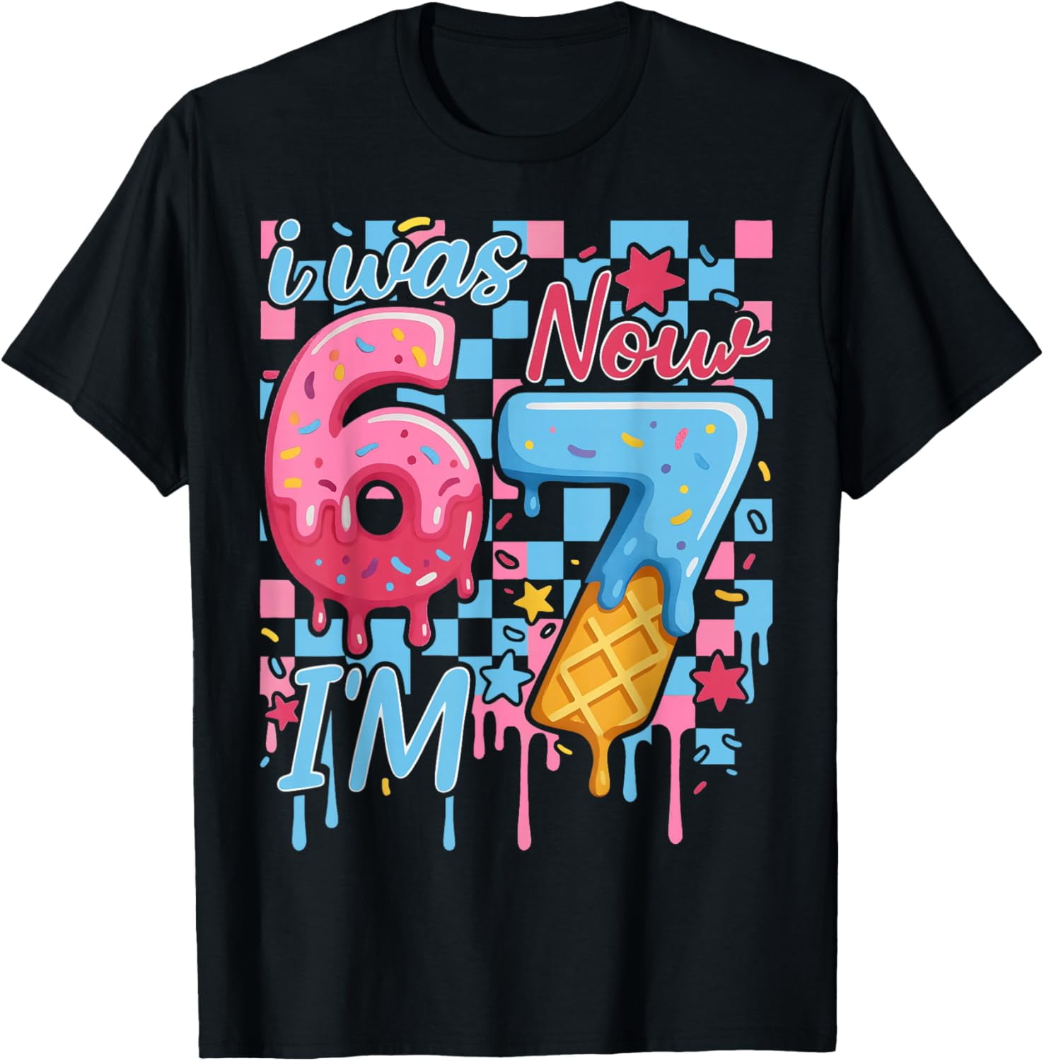 Funny Ice Cream Drip Birthday Celebration T-Shirt for with Donut Motifs ...