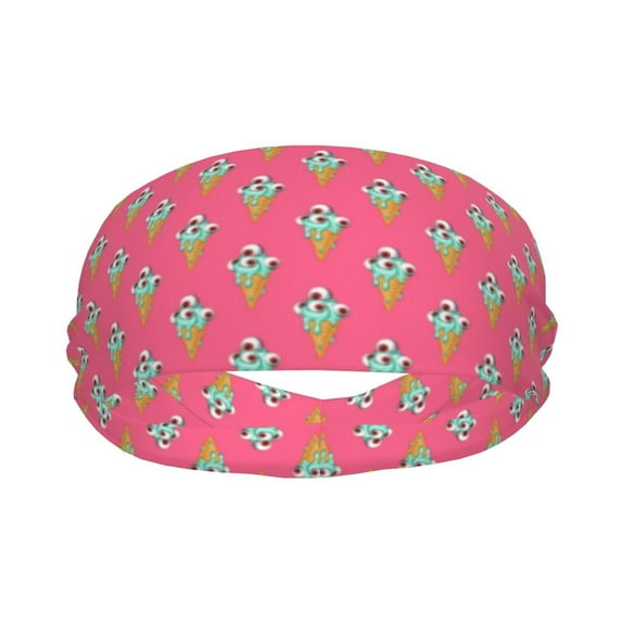 Funny Ice Cream Print Pink Headbands for Women/Men, Elastic Wide Soft ...