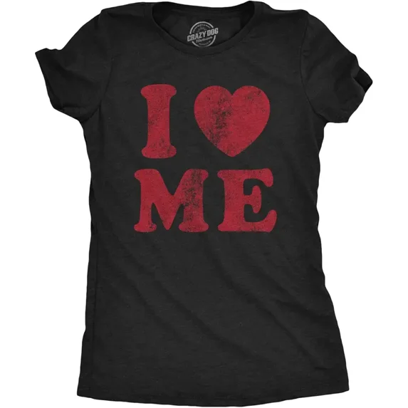 Funny Inspirational I Heart Me Graphic Women Short Sleeve Casual ...