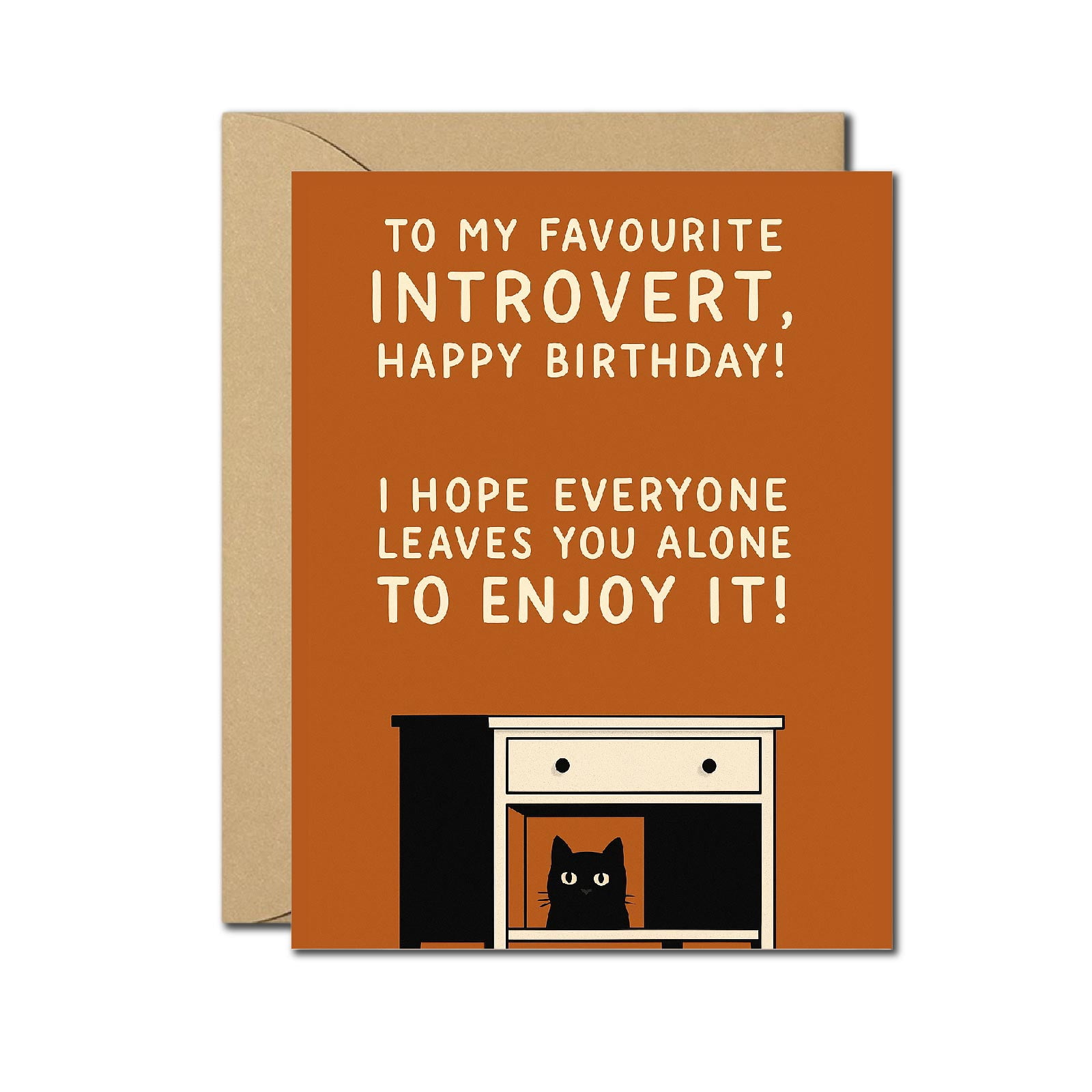 Funny Introvert Birthday Card – Perfect for Cat Lovers & Quiet Friends ...