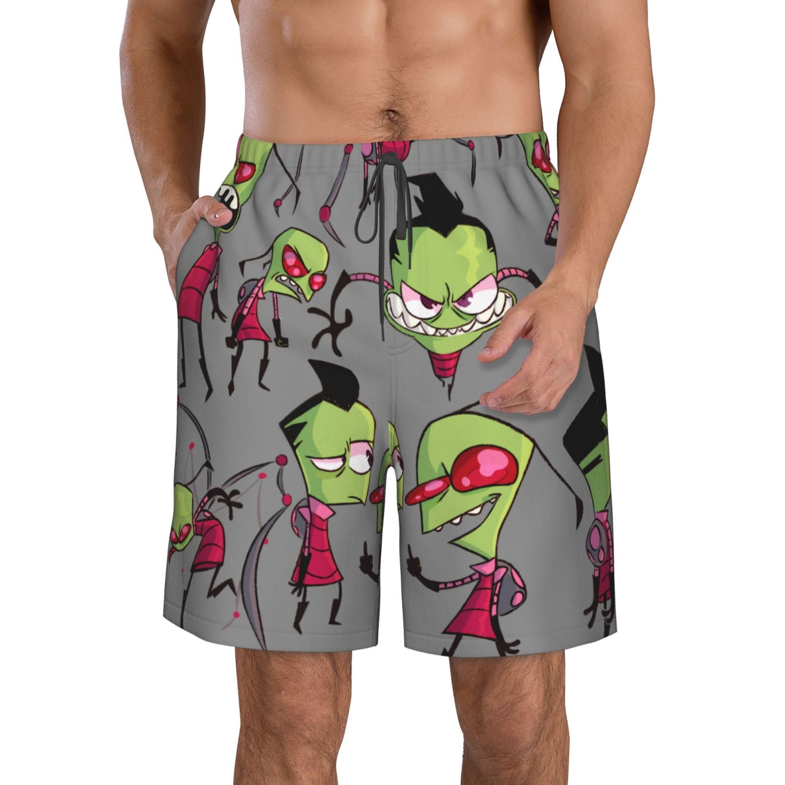 Funny Invader Zim Men's Beach Shorts Swim Trunks Casual Quick Dry Board ...