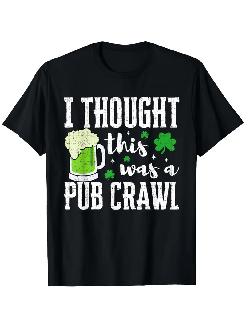 Funny Irish Pub Crawl Joke Green Shamrock Men Women Graphic Short ...