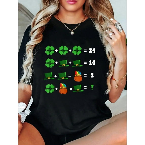 Funny Irish Shamrock Math Equation for Men Women Cotton T-Shirt ...