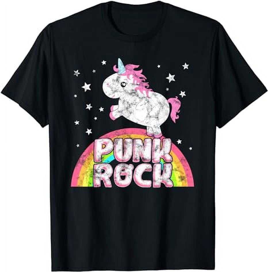Funny Ironic Cool Unicorn Punk Rock Music Tee Festival black Shirt ...