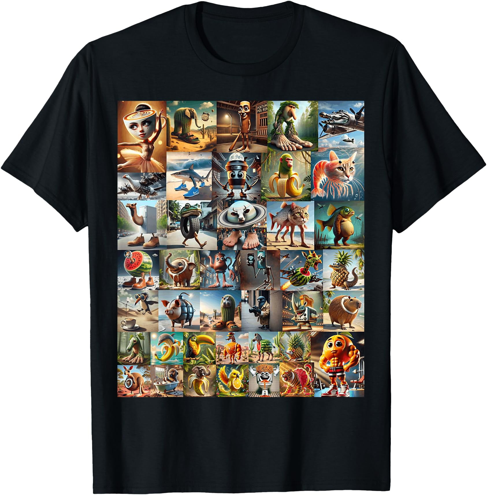 Funny Italian Brainrot Memes Compilation T-Shirt,Black - Walmart.com