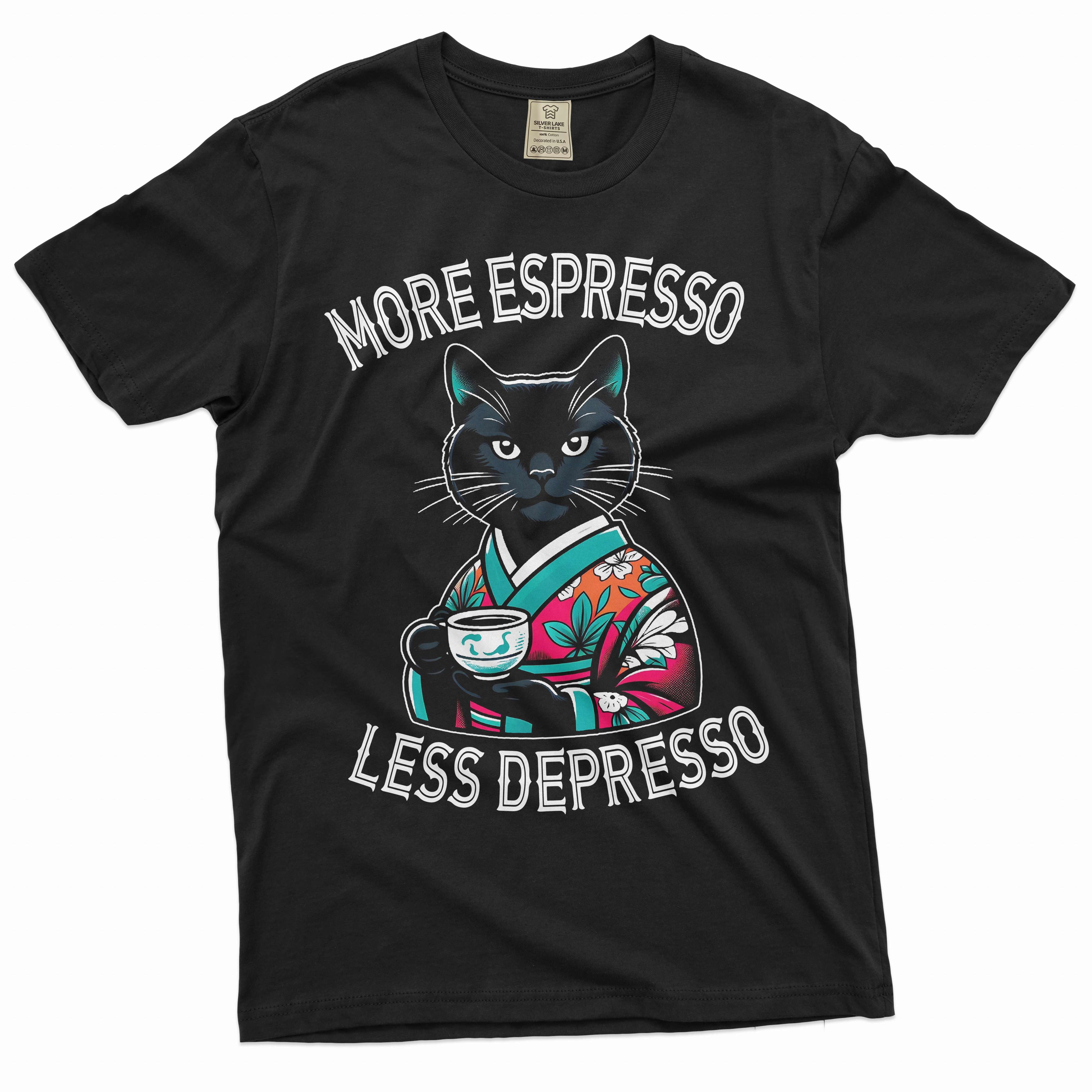 Funny Japanese Cat T-Shirt Espresso Depresso Shirt Humor Shirt Humorous ...