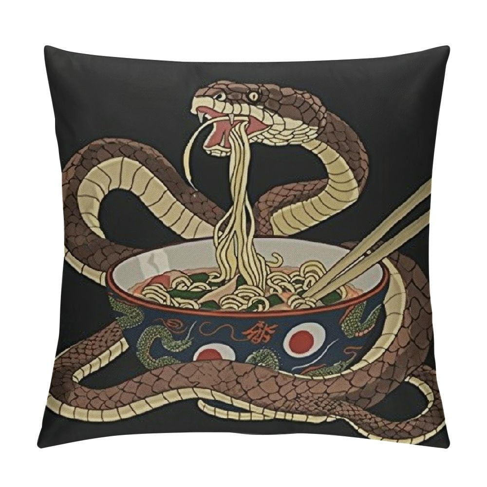 Funny Japanese Kawaii Ramen Snake Ball Python Throw Pillow - Walmart.com