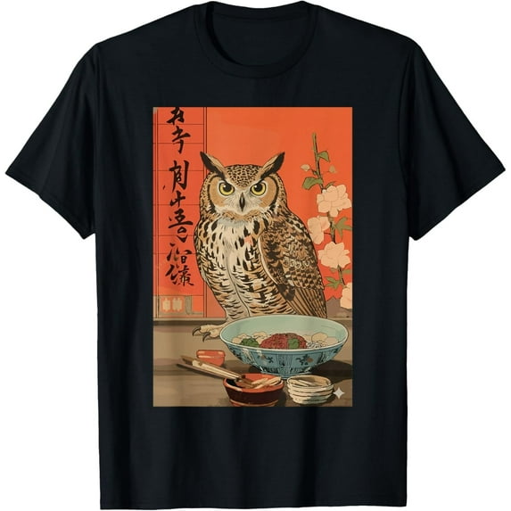 Funny Japanese Owl Ramen Kawaii Animal Anime Art T-Shirt - Walmart.com