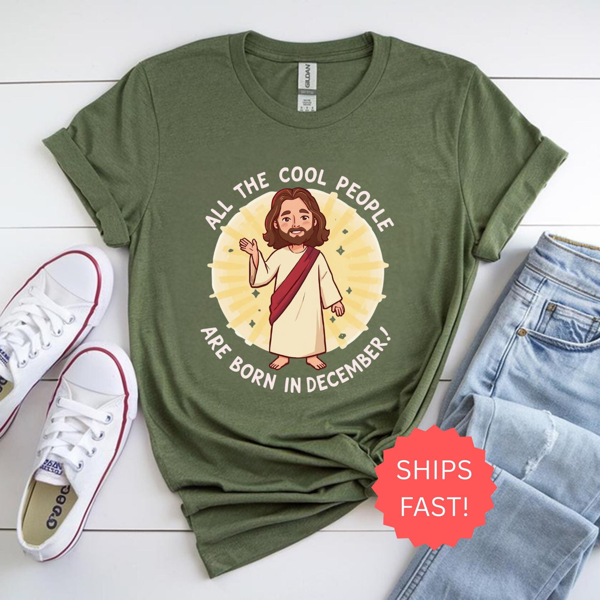 Funny Jesus Christmas T-Shirt, All The Cool People Are Born in December ...