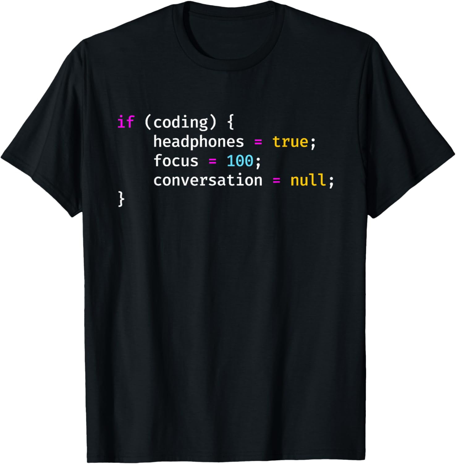 Funny Joke Programming If Coding Headphones Focus T-Shirt T-Shirt - Walmart.com