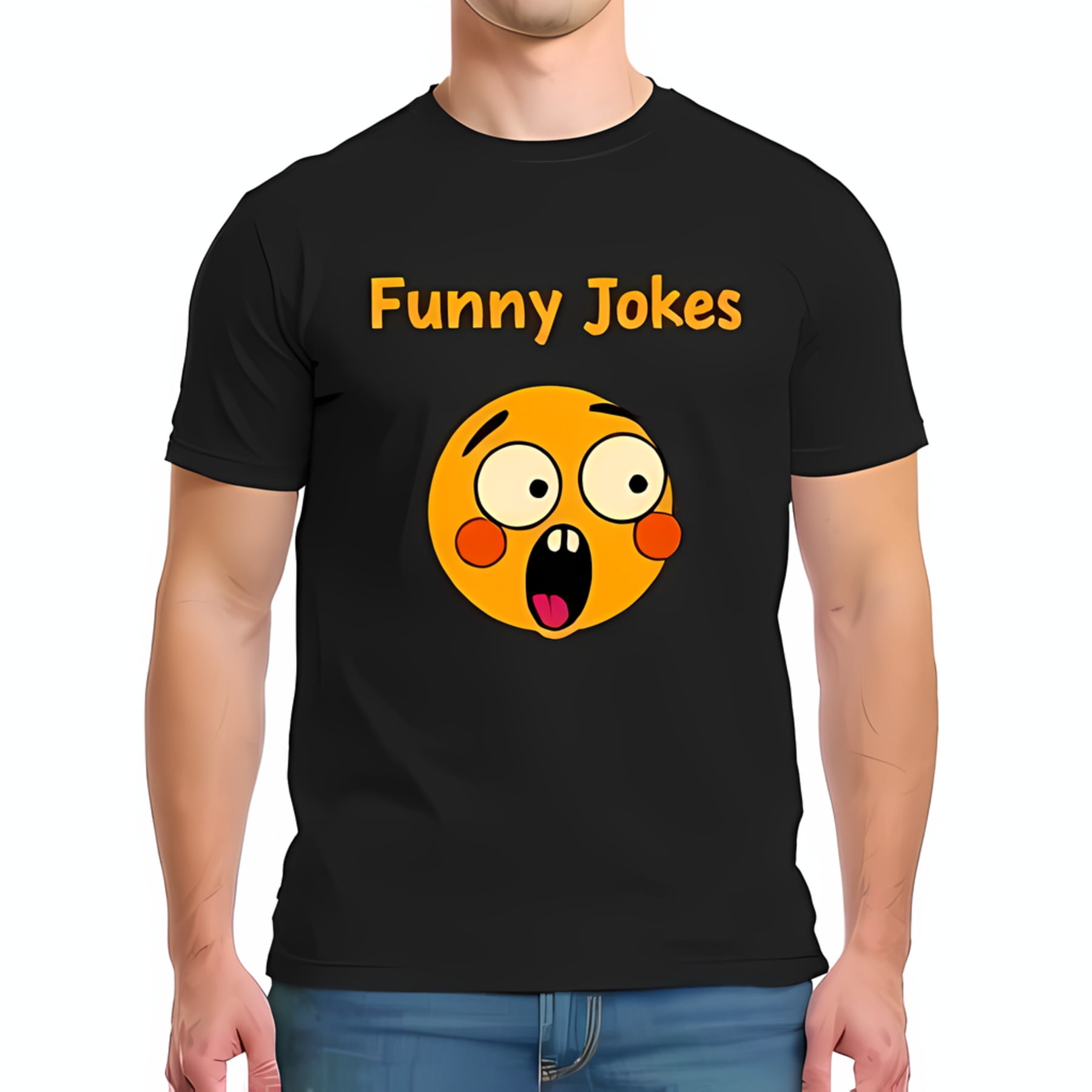 Funny Jokes Graphic Cotton Short Sleeve T-Shirt - Bold Orange Text ...
