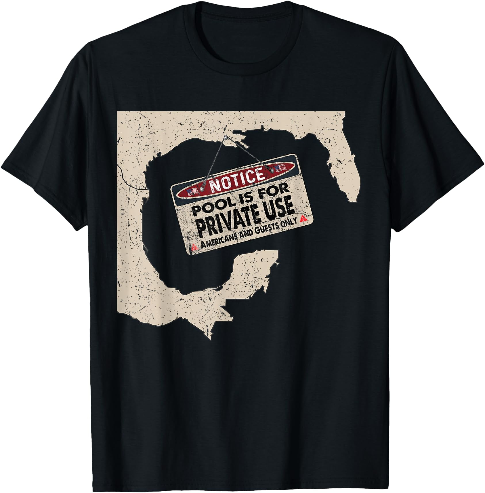 Funny July 4th Pool Quote Gulf of USA Gulf of Mexico Map T-Shirt,Black ...