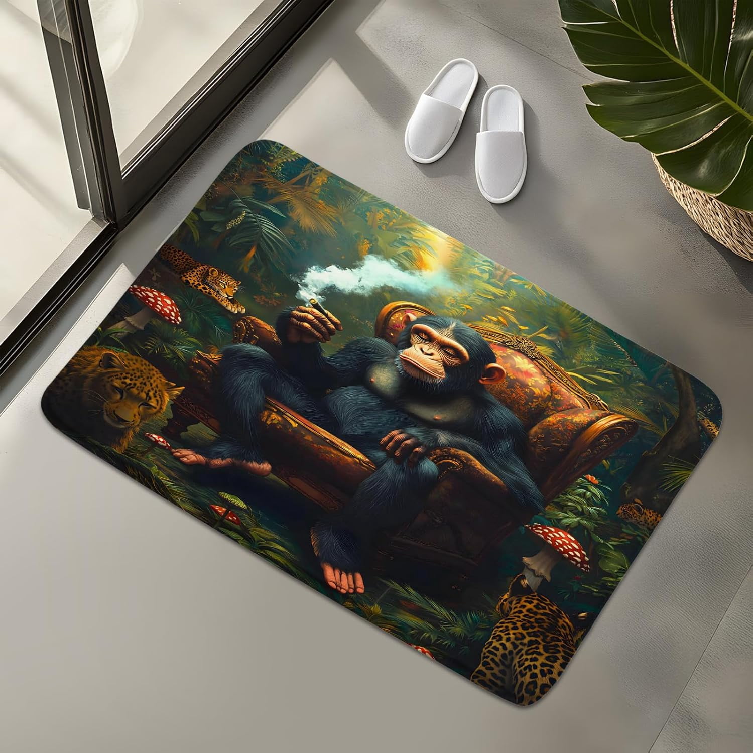 Funny Jungle Gorilla and Bigfoot Bath Mat Rug, Wild Animal Forest ...