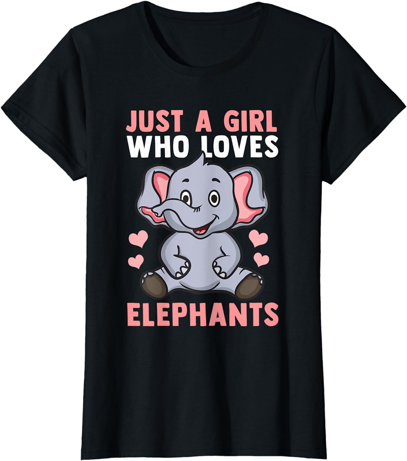 Funny Just A Girl Who Loves Elephants Gift For Kids Women T-Shirt ...