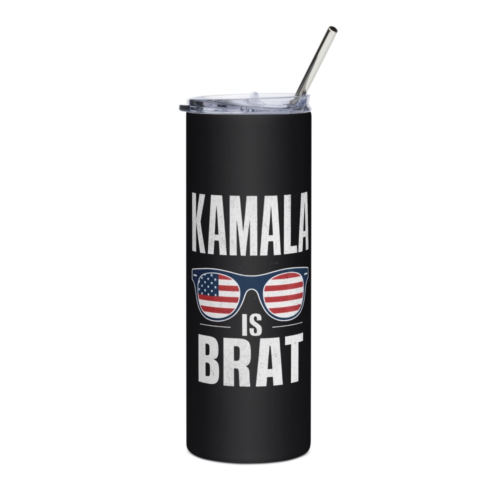 Funny Kamala US Flag Vintage Skinny Slim Tumbler, Kamala is Brat ...