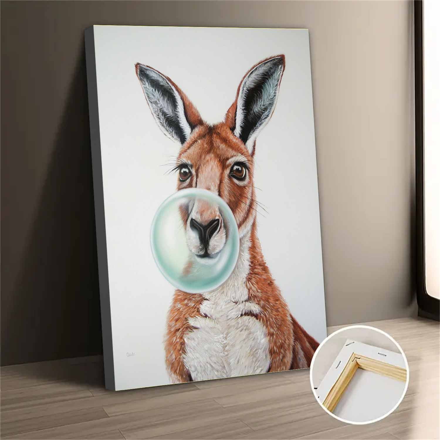 Funny Kangaroo Bubble Gum Vintage Canvas Wall Art for Bedroom Living ...