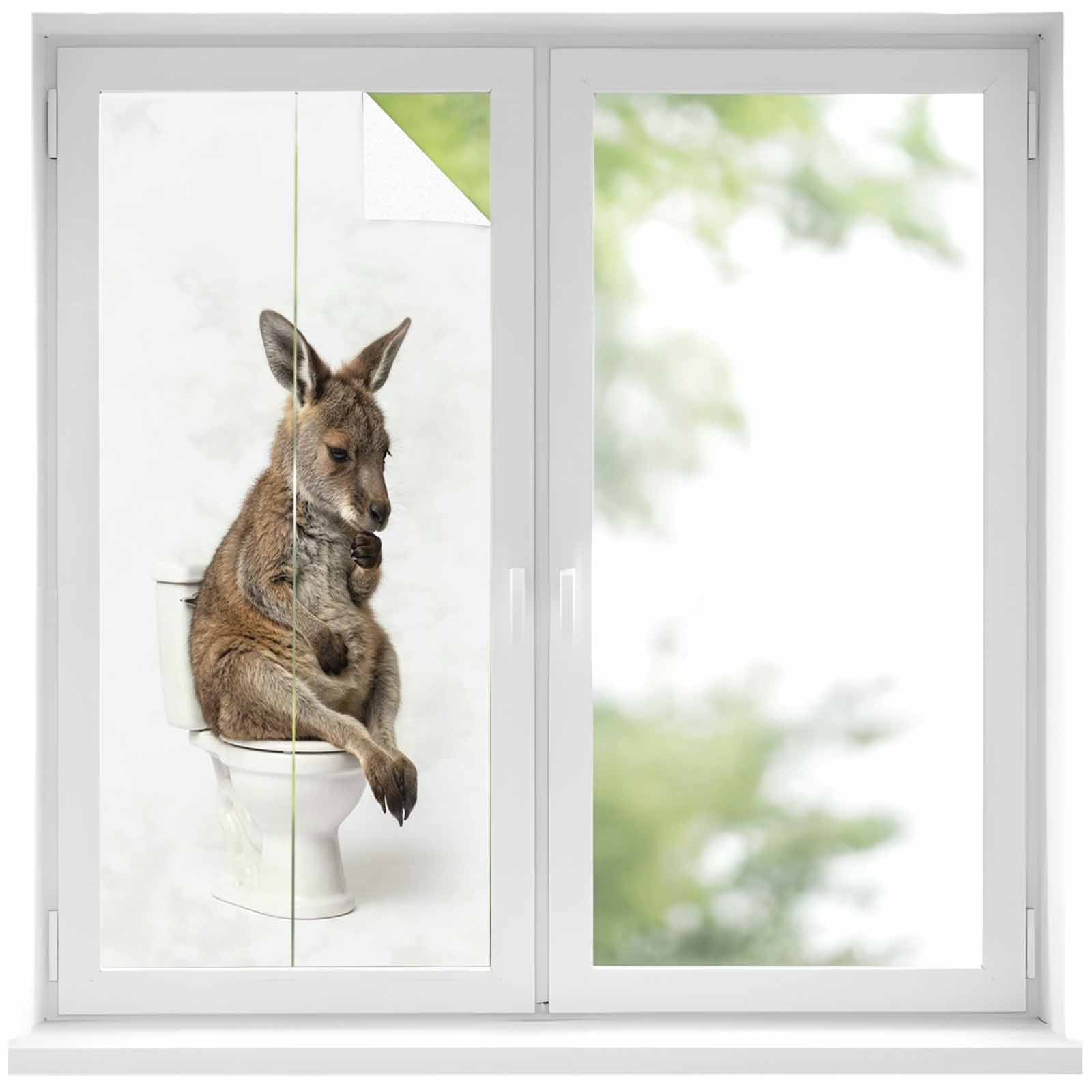 Funny Kangaroos Window Privacy Film, Cute Art Fun Lovely Animals on ...