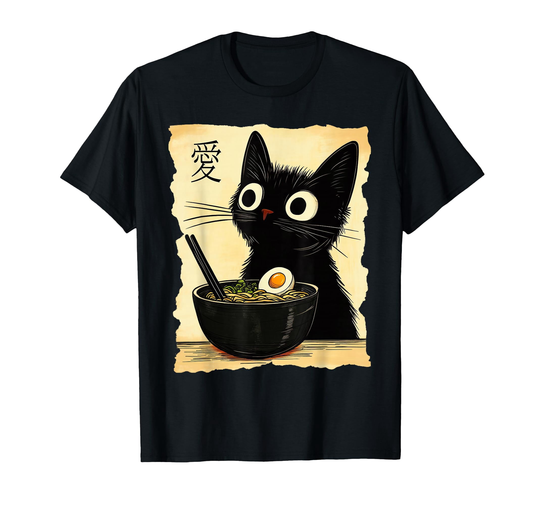 Funny Kawaii Anime Cat Ramen T-Shirt - Japanese Feline Food Lover Style ...