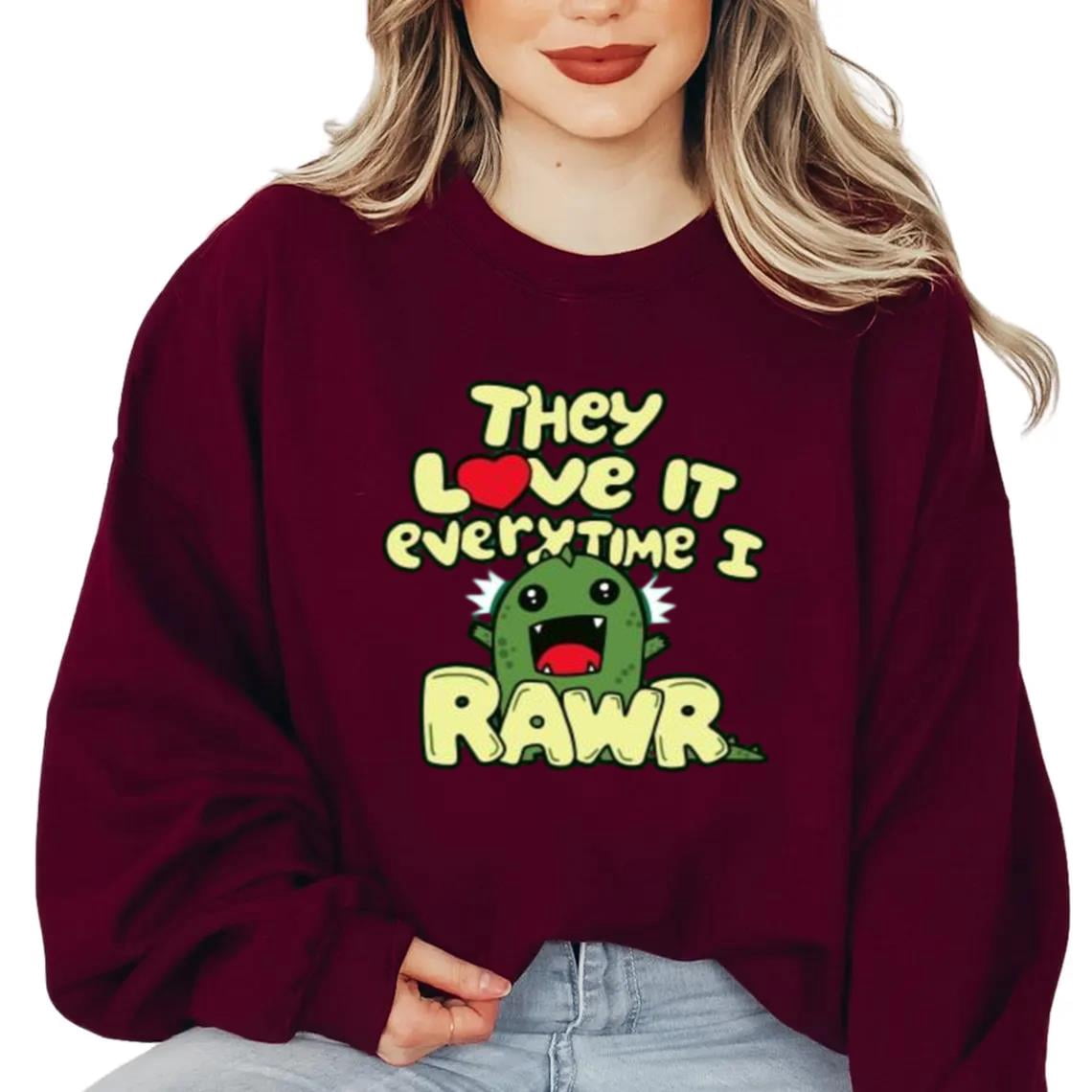 Funny Kawaii Dinosaur Meme Cute Japanese Prehistoric T Rex Sweatshirt ...