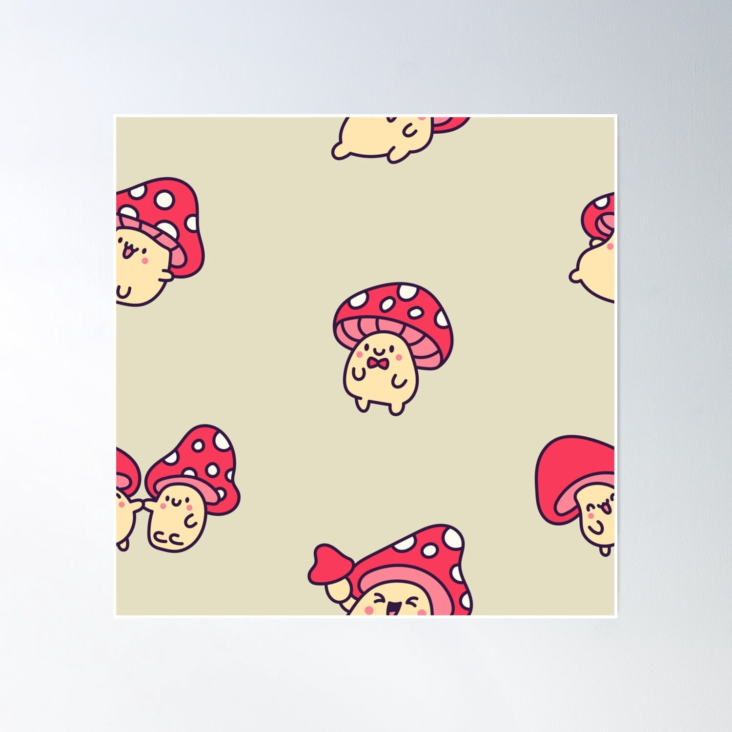Funny Kawaii Mushrooms - Red Amanita Shrooms Lover Fairy Tale ...