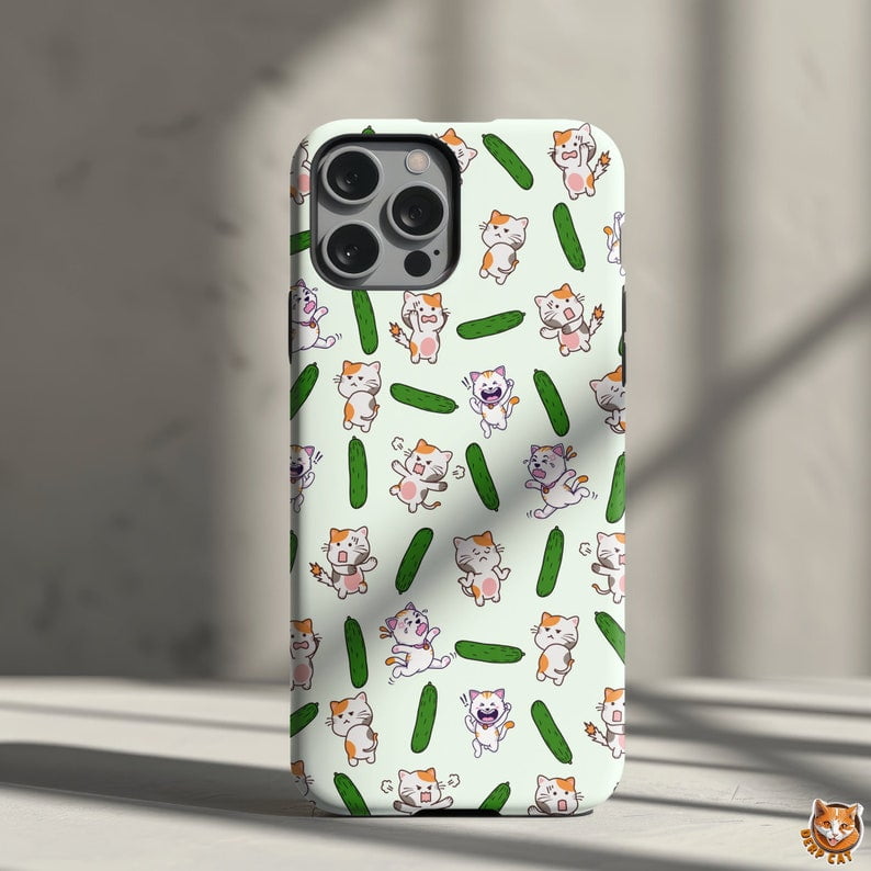 Funny Kawaii Scaredy Cats Cucumber Meme Phone Case Compatible with ...