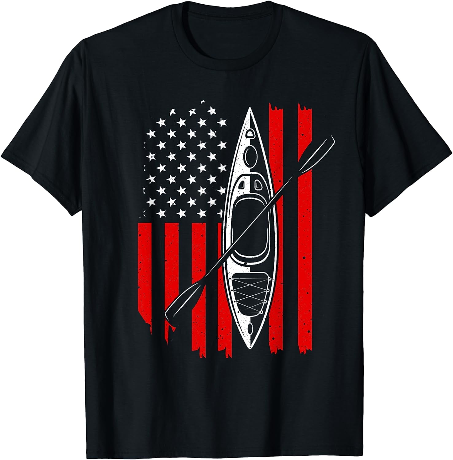 Funny Kayaking Gift For Men Women Cool American Flag Kayak T-Shirt ...
