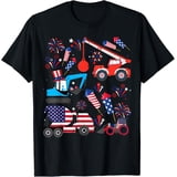 Funny Kids Boys 4Th Of July Construction Trucks Vehicle T-Shirt ...