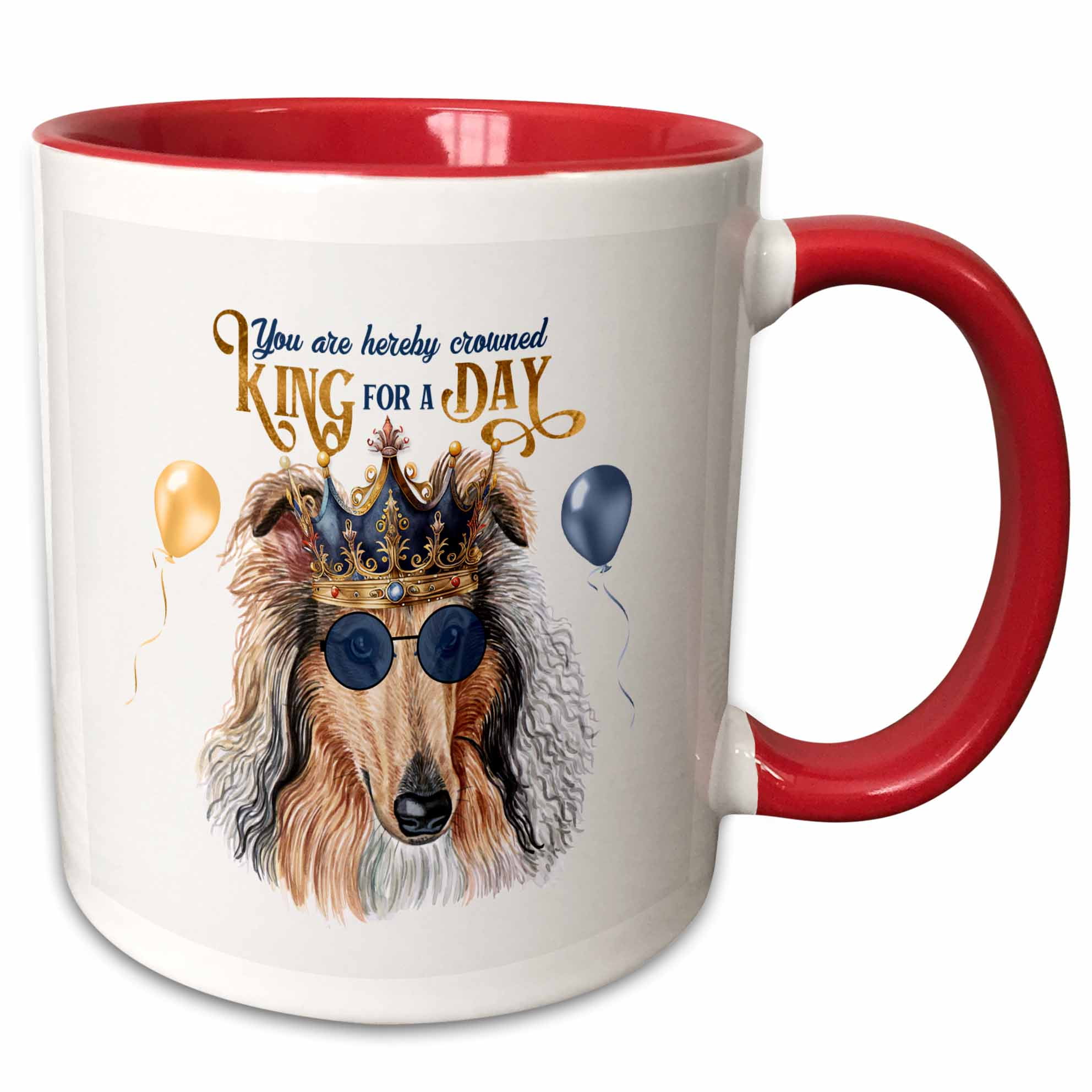 3drose, Funny King for a Day Collie Dog in a Crown for Dog Lovers, 11oz ...