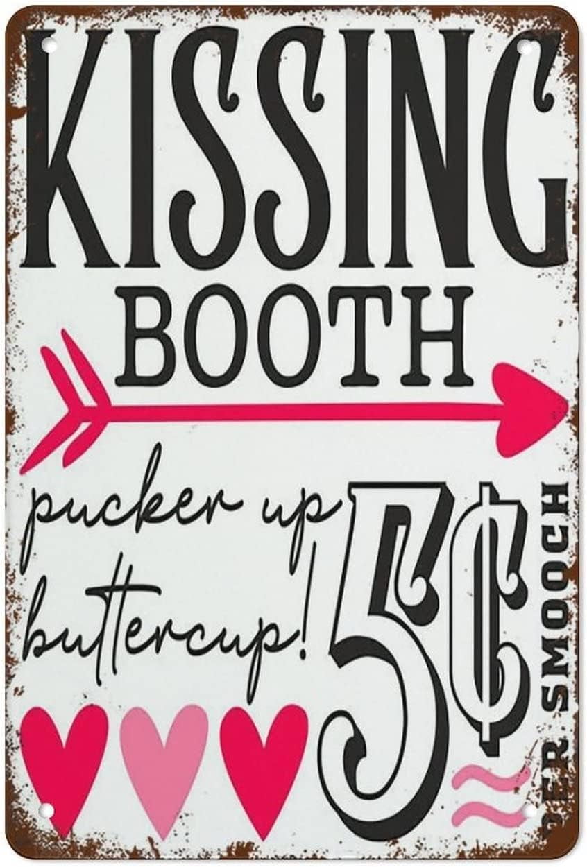 Funny Kissing Booth Vintage Metal Tin Signs Valentines Day Art ...