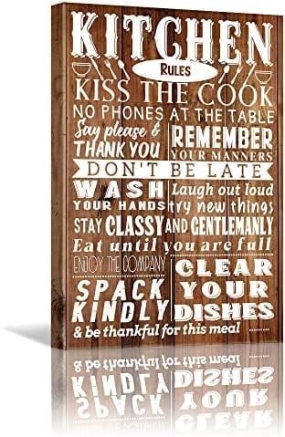 Funny Kitchen Canvas Wall Art Rustic Kitchen Rules Prints Farmhouse ...
