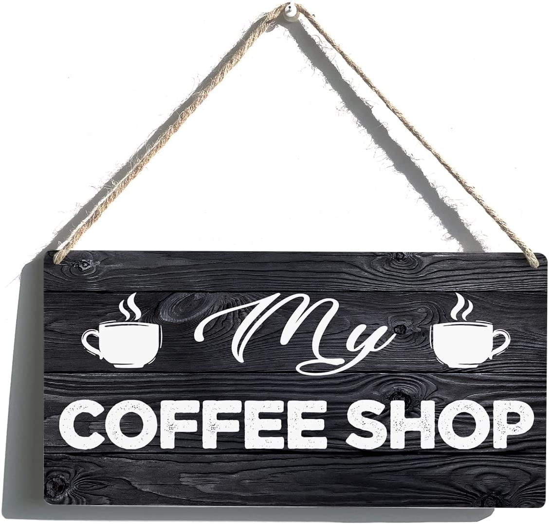 Funny Kitchen Coffee Signs Gift Farmhouse My Coffee Shop Wooden Hanging ...