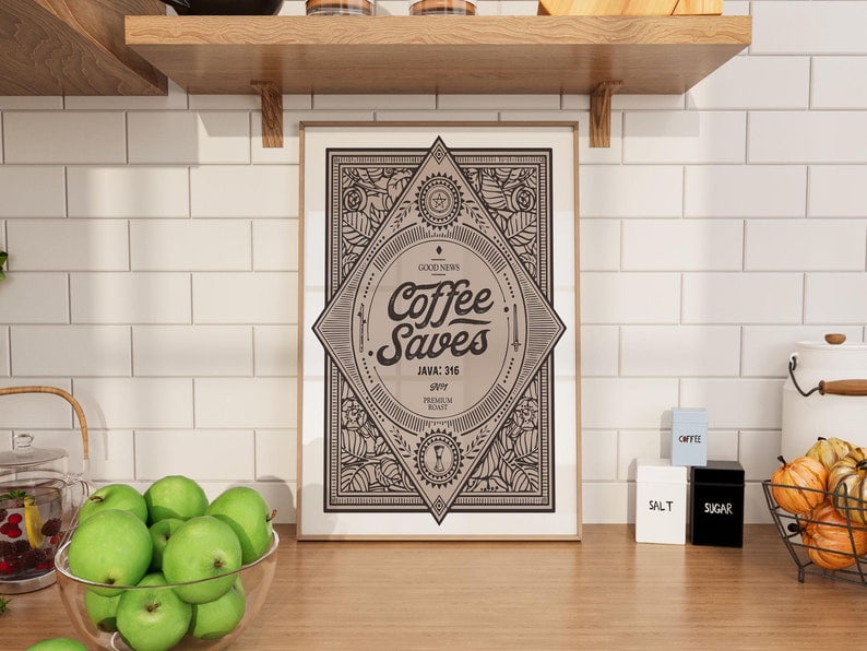 Funny Kitchen Decor - Coffee Bar Poster for Premium Roast Humor Gift ...