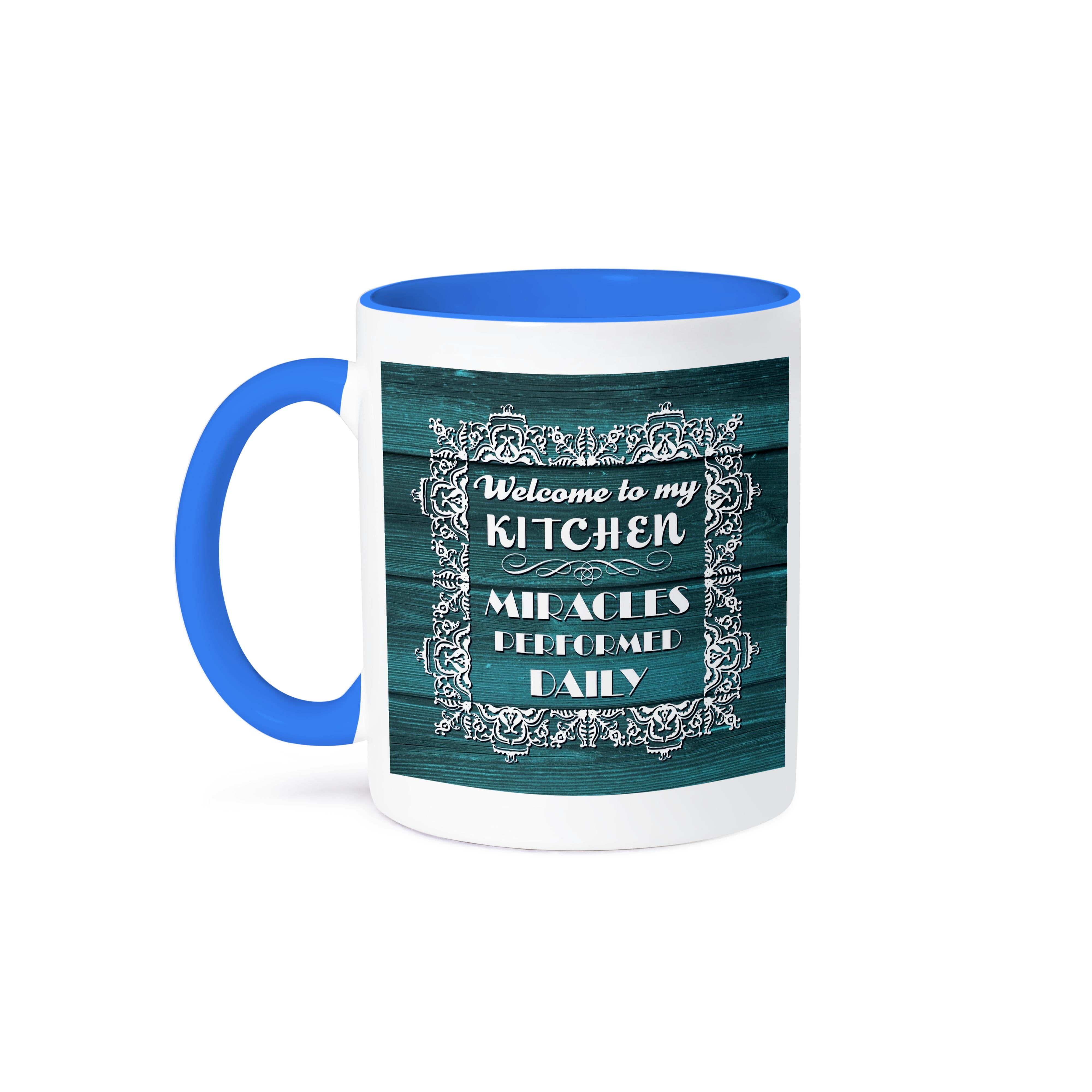 3dRose, Funny Kitchen Design in Teal Wood Effect- Not real wood, 15oz ...