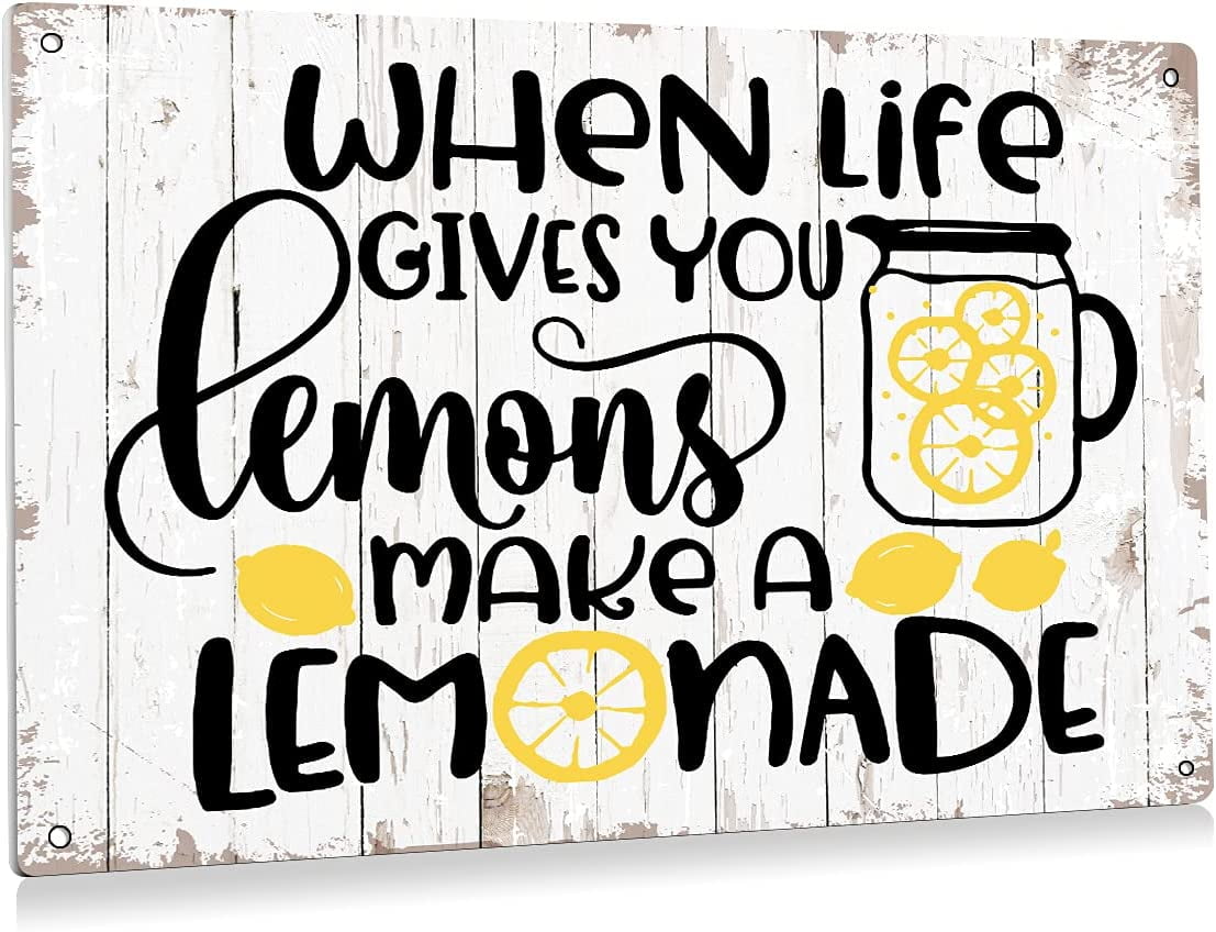 Funny Kitchen Lemon Metal Tin Sign Wall Art Decor When Life Gives You ...
