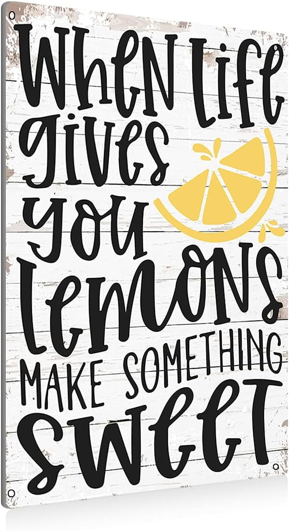 Funny Kitchen Lemon Metal Tin Sign Wall Decor Farmhouse Rustic When ...