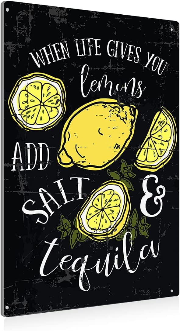 Funny Kitchen Lemon Metal Tin Sign Wall Decor Vintage When Life Gives ...