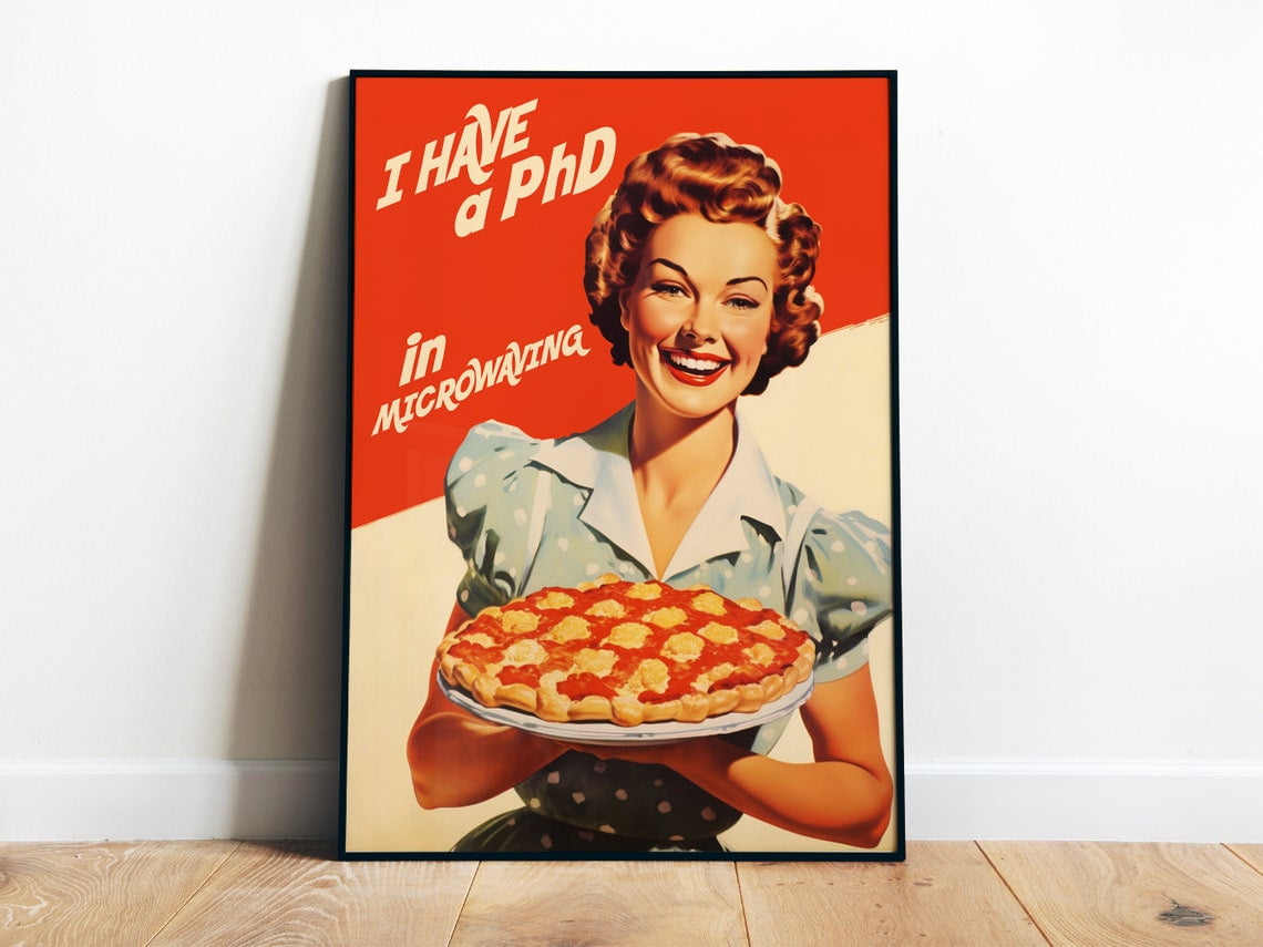 Funny Kitchen Poster Funny Kitchen Art Retro Housewife Poster Gift For ...