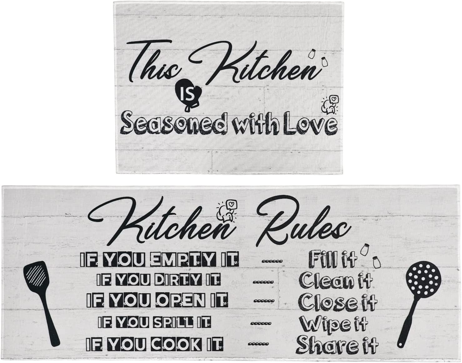 Funny Kitchen Rugs Set 2 Piece Kitchen Rules Rugs and Mats Non Skid ...