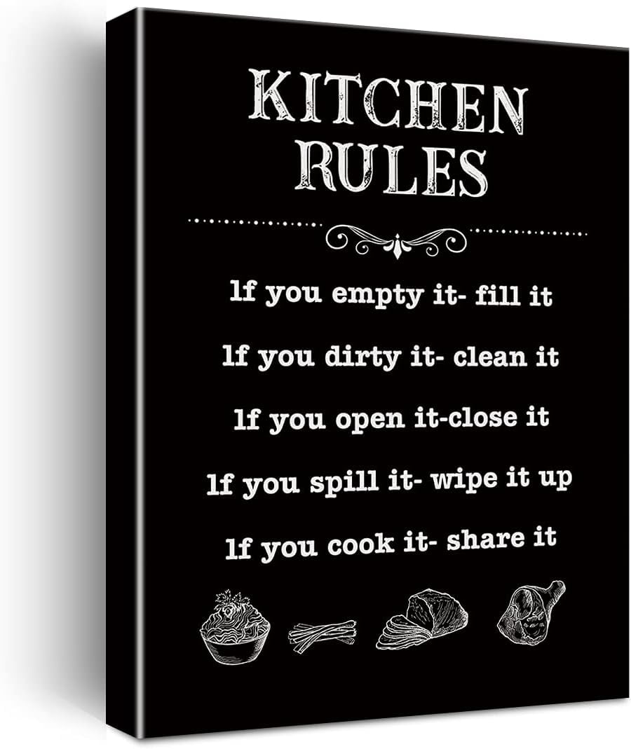 Funny Kitchen Rules,Kitchen Rules Sign Wall Decor,Framed 11.5" X 15" - Walmart.com