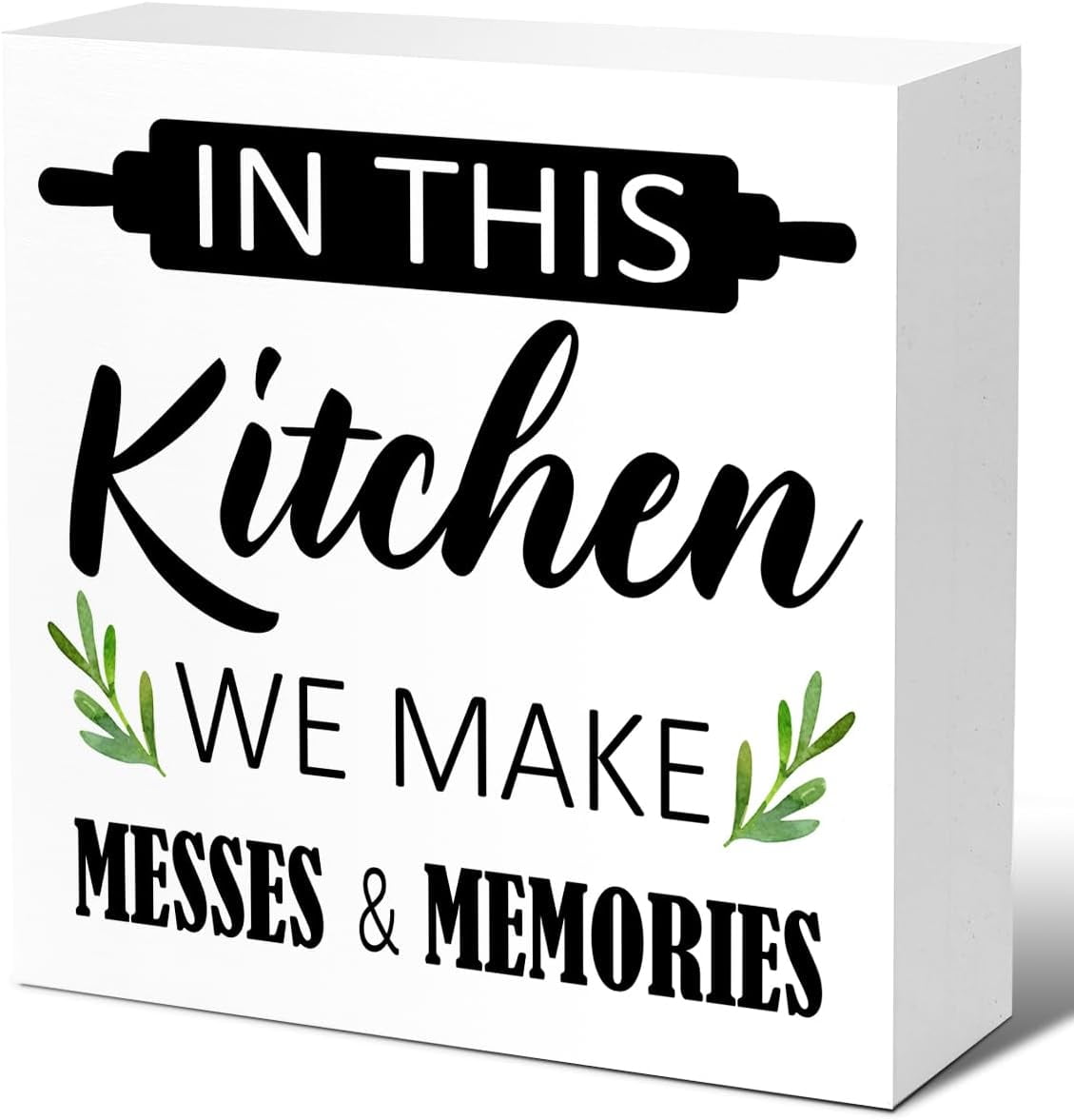 Funny Kitchen Wood Block Signs In This Kitchen We Make Messes ...