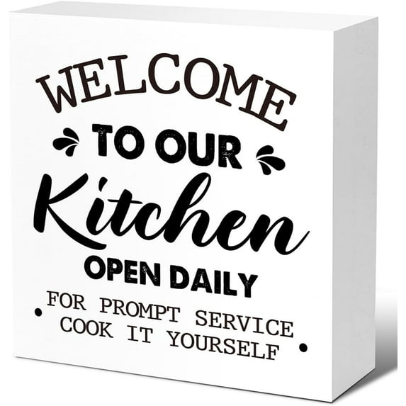 Funny Kitchen Wooden Box Signs,Farmhouse Kitchen Wooden Signs,Welcome ...