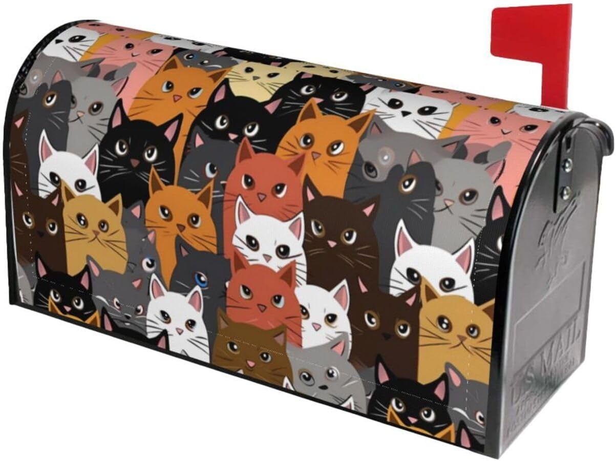 Funny Kitten Animals Mailbox Covers, Colorful Cats Magnetic Post Box ...