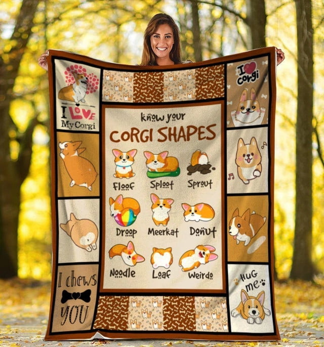 Funny Know Your Corgi Shapes Cute Welsh Dog Lover Gift Fleece Blanket ...
