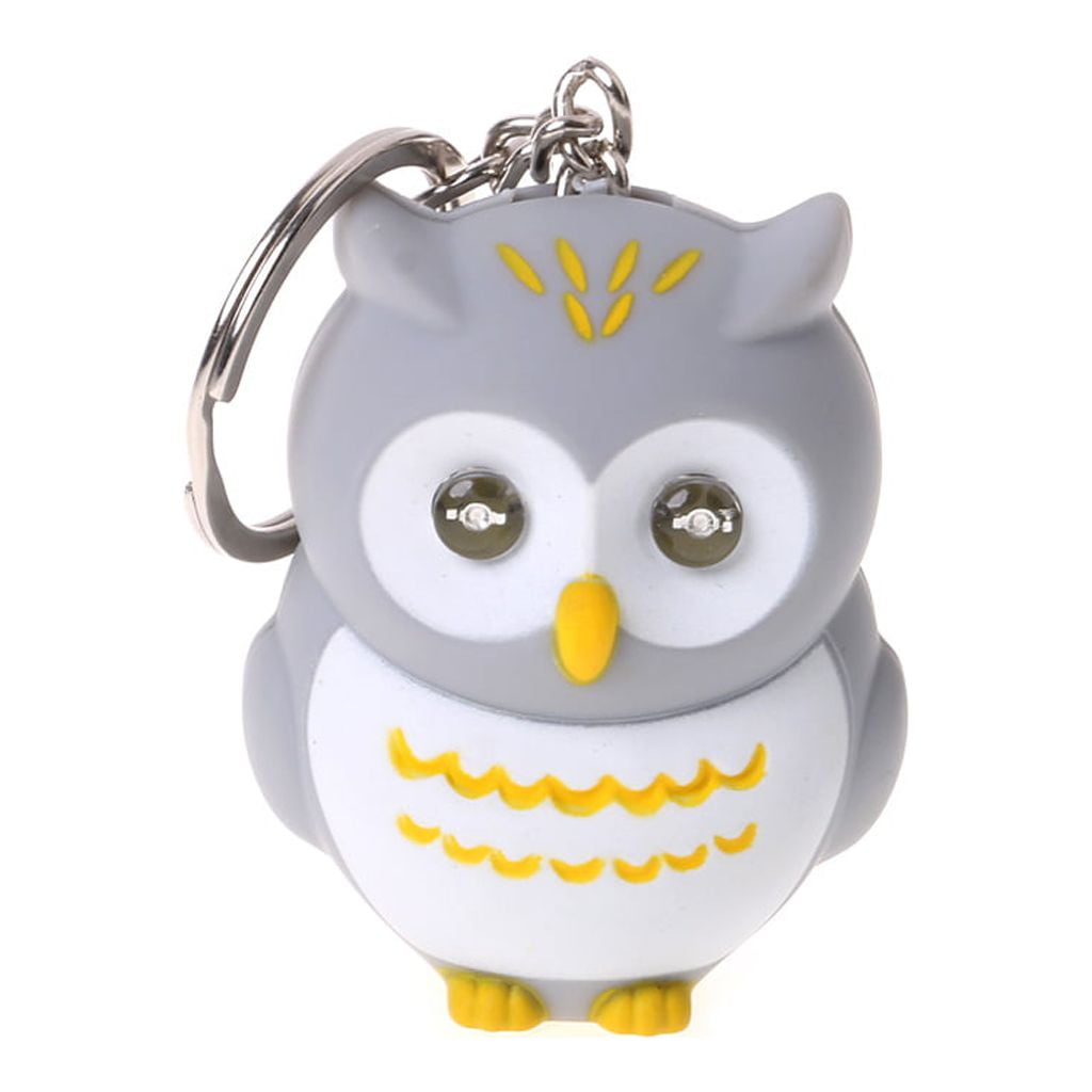 Funny LED Light 3D Cartoon Owl Keyring Sound Hooting Key Chain Key Gift ...
