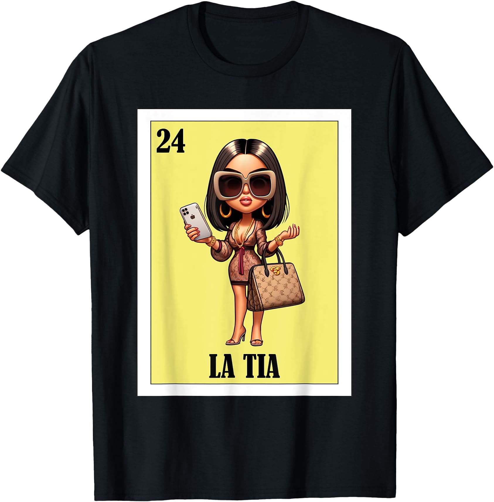 Funny La Tia Stylish Cartoon Woman T-Shirt for Mexican Aunt Gift ...
